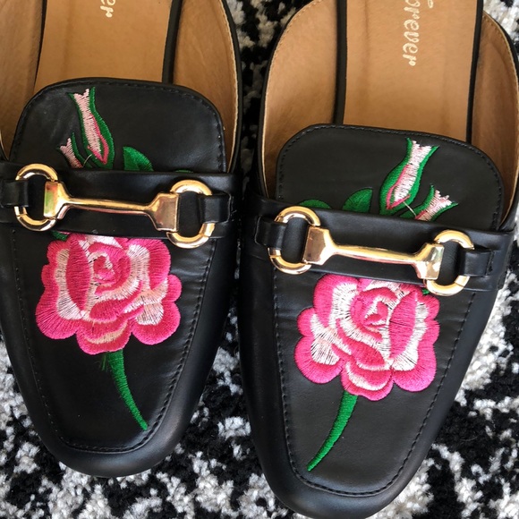 Shoes | Flower Embroidered Buckle Mules | Poshmark
